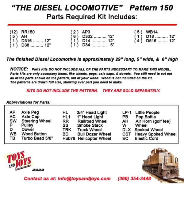 150 – THE DIESEL LOCOMOTIVE – Toys and Joys: Wooden Toy Plans & Patterns